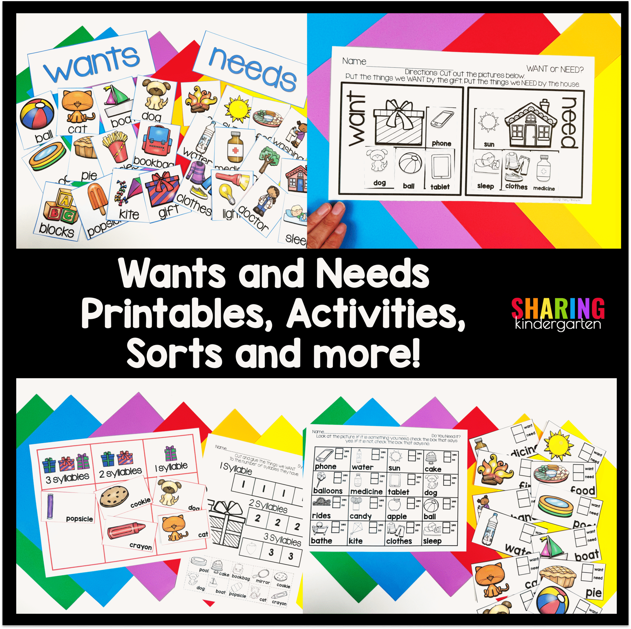 Wants and Needs Activities for Kindergarten