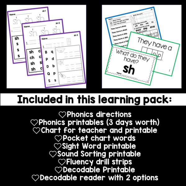 Digraph Activities SH Printables and Activities Consonant Digraph SH ...