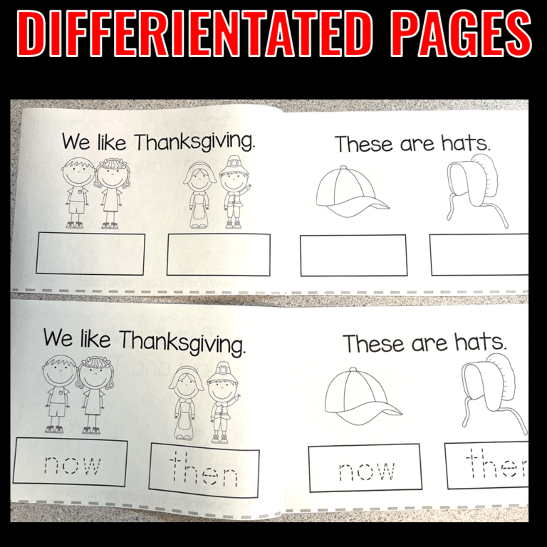 Now and Then Thanksgiving Reader - Sharing Kindergarten