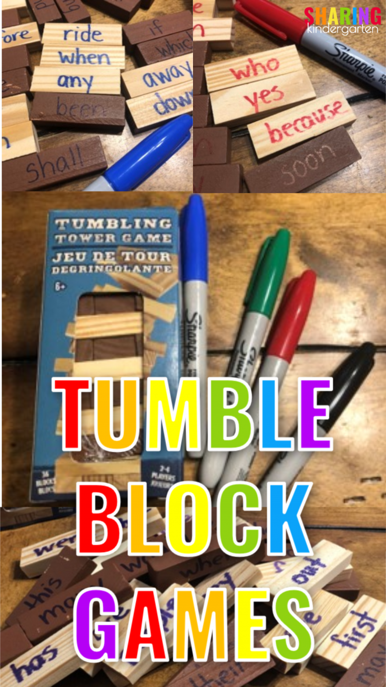Sight Word Game Using Tumble Blocks - Sharing Kindergarten