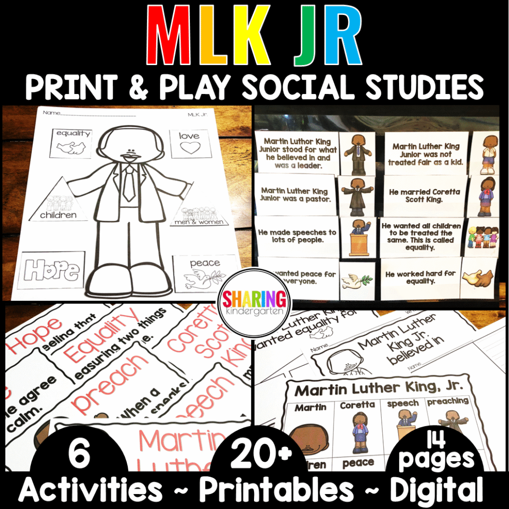 Martin Luther King Jr. (MLK Jr) Print & Play - Sharing Kindergarten