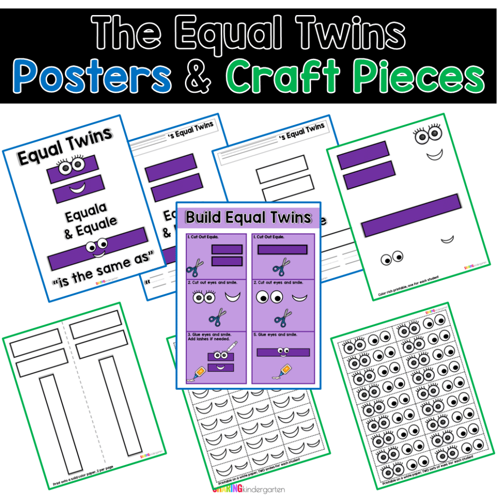 Equal Twins Poster, Art Craft, Strategies, and Mats - Sharing Kindergarten