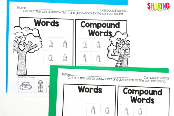 Engaging Compound Words for Kindergarten Worksheets - Sharing Kindergarten